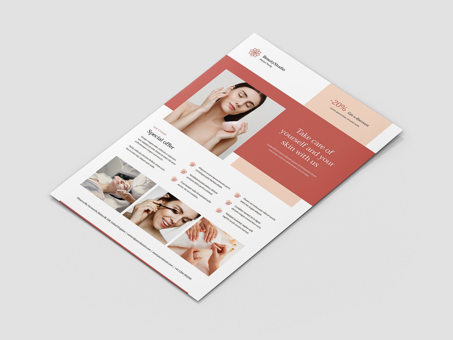 Beauty Studio Flyer Template, Canva, Photoshop, Indesign (digital ...