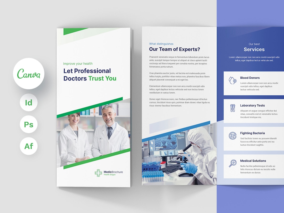 Medic Brochure Tri-fold Canva Template Doctor Mental Health - Etsy