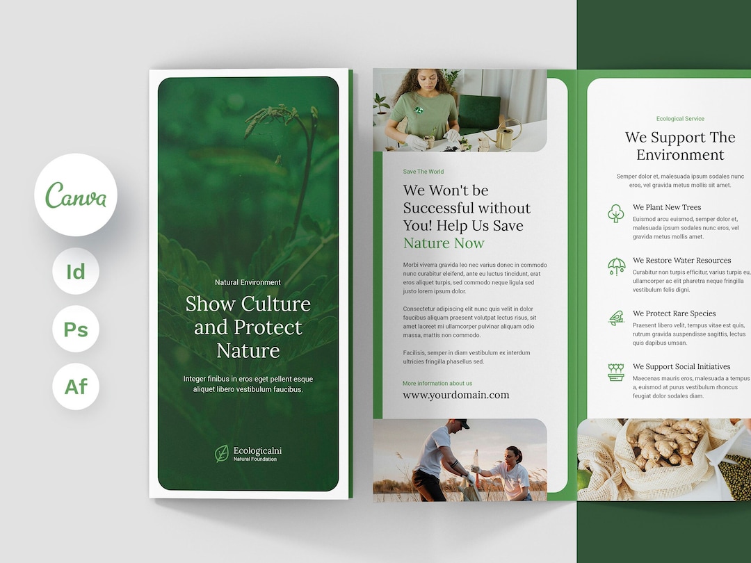 Ecology Brochure Tri-fold Template, Environmental Protection (canva ...