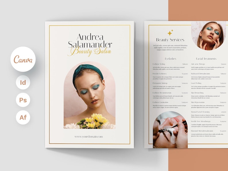 Esthetician Brochure Bi-fold, Canva Template, Listing Presentation, Beauty Business, Acuity ...