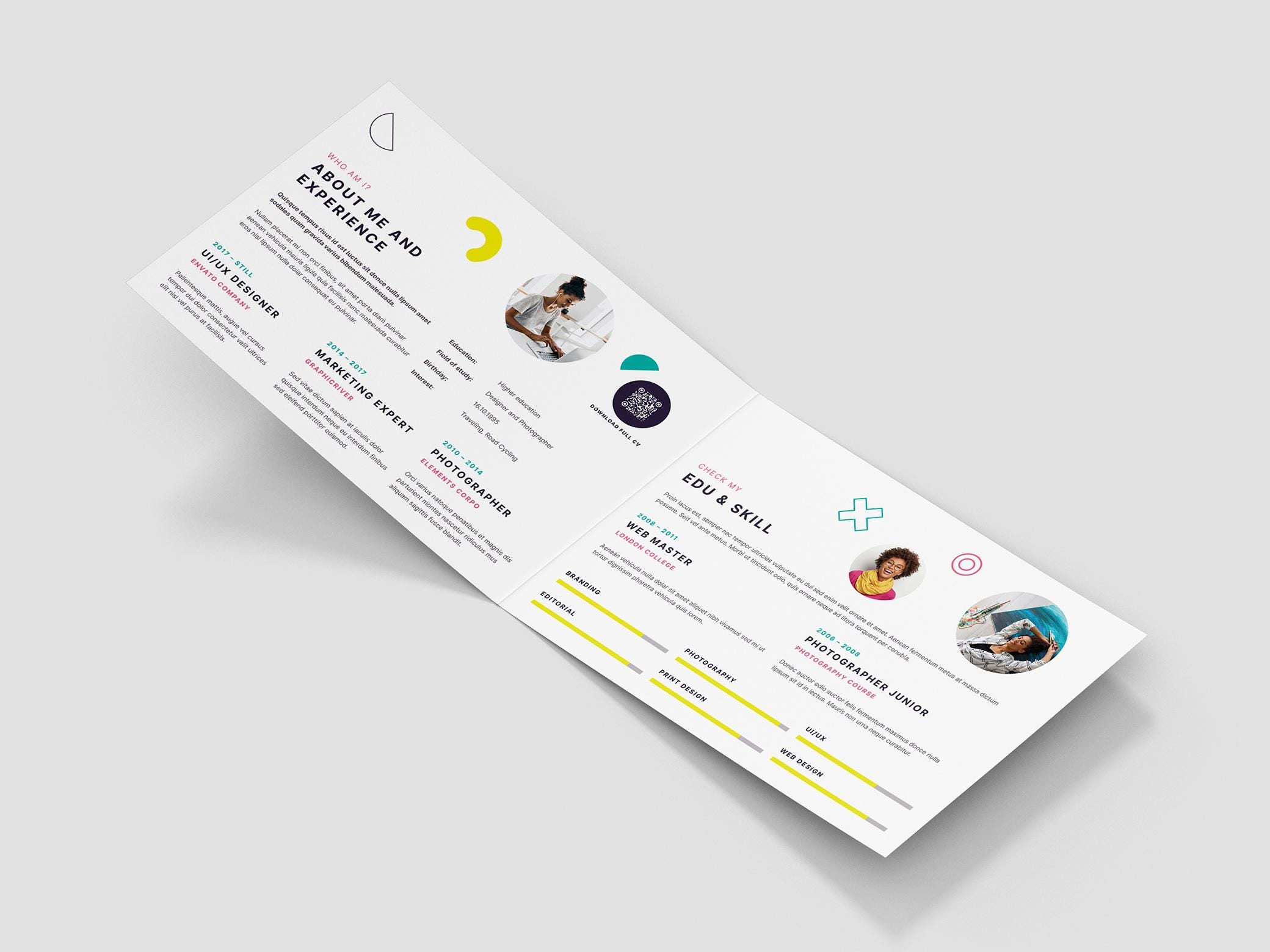 Resume Canva Template, Brochure Bi-fold Landscape, Horizontal Resume ...