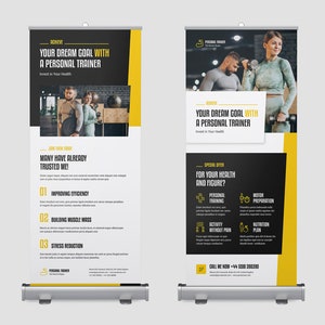 Personal Trainer Roll up Banner Template, Gym Fitness (canva Template ...