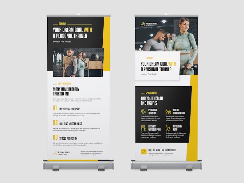 Personal Trainer Roll up Banner Template, Gym Fitness (canva Template ...