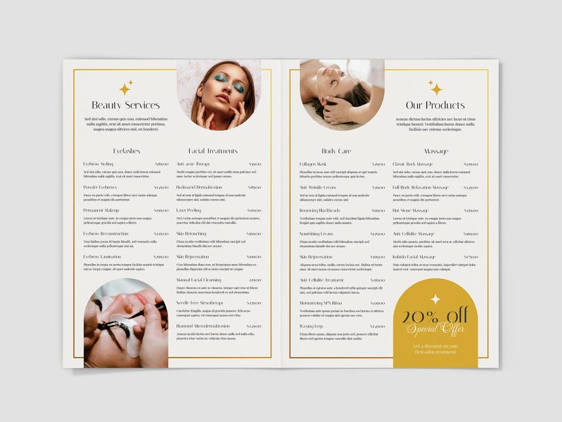 Esthetician Brochure Bi-fold, Canva Template, Listing Presentation, Beauty Business, Acuity ...