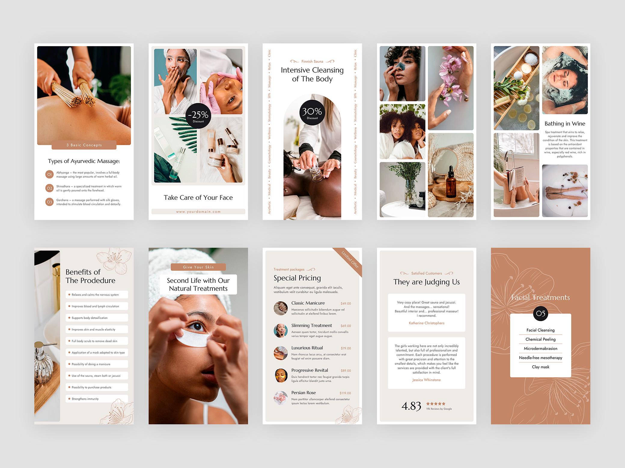 Spa Salon Instagram Post and Stories Canva Template, Spa Menu, Salon ...