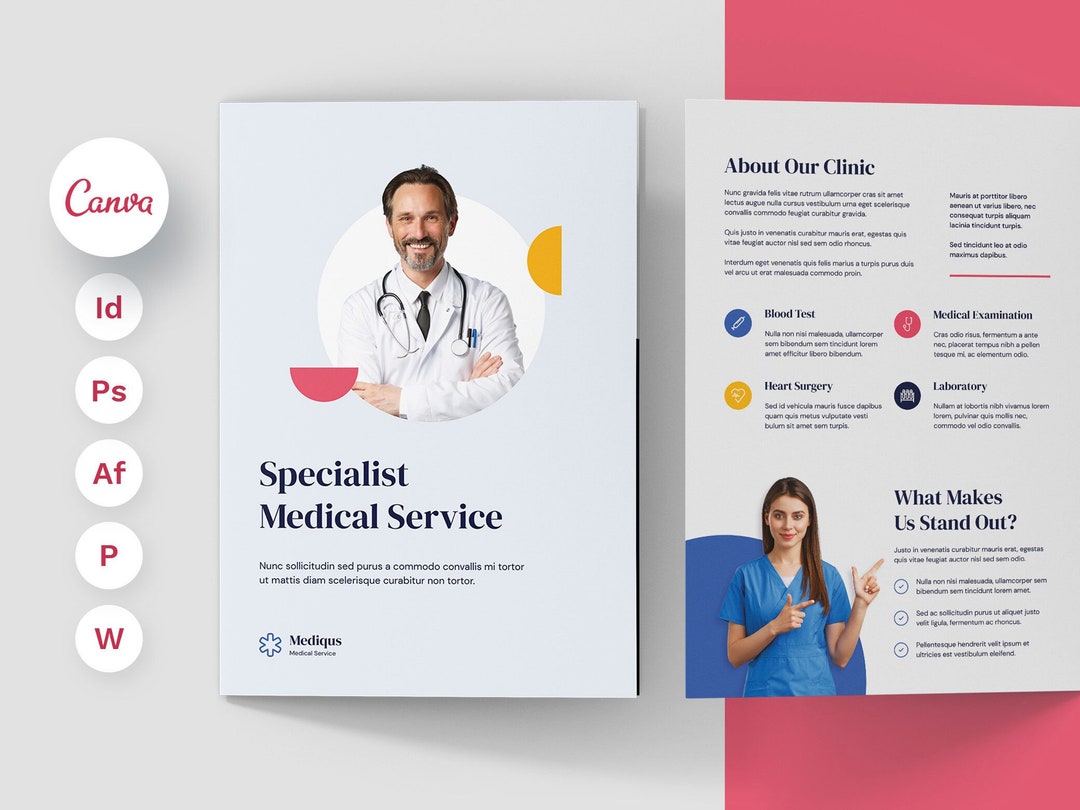 Medical Services Brochure Bi-fold Canva Template, Health and Care ...