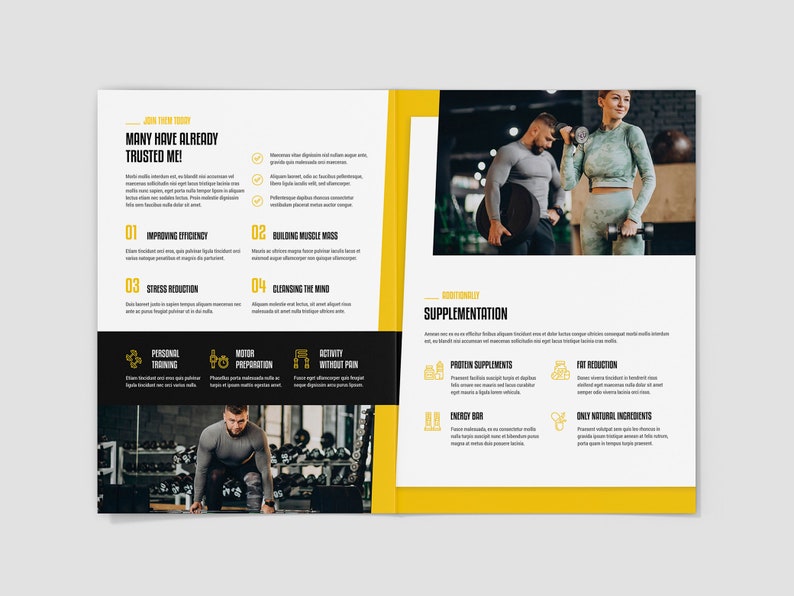Personal Trainer Brochure Bi-fold Canva Photoshop Indesign Template ...