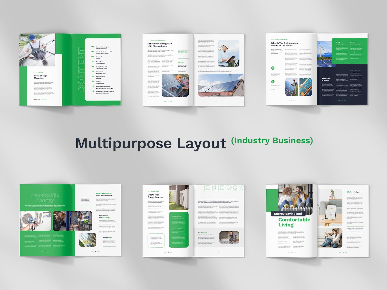Solar Energy Magazine Template, Editable Industry Layout (canva ...