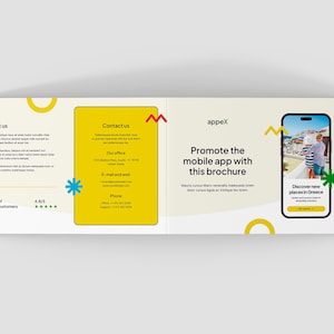Mobile App Brochure Bi-fold Landscape, Informational and Promotion App ...