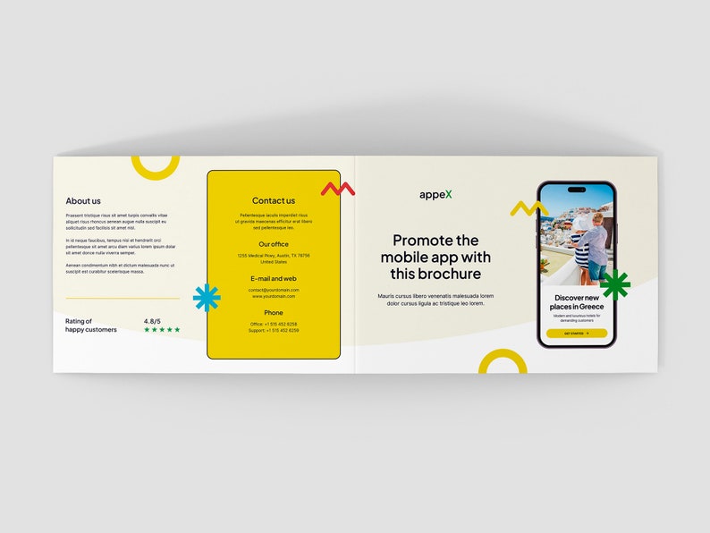 Mobile App Brochure Bi-fold Landscape, Informational and Promotion App ...