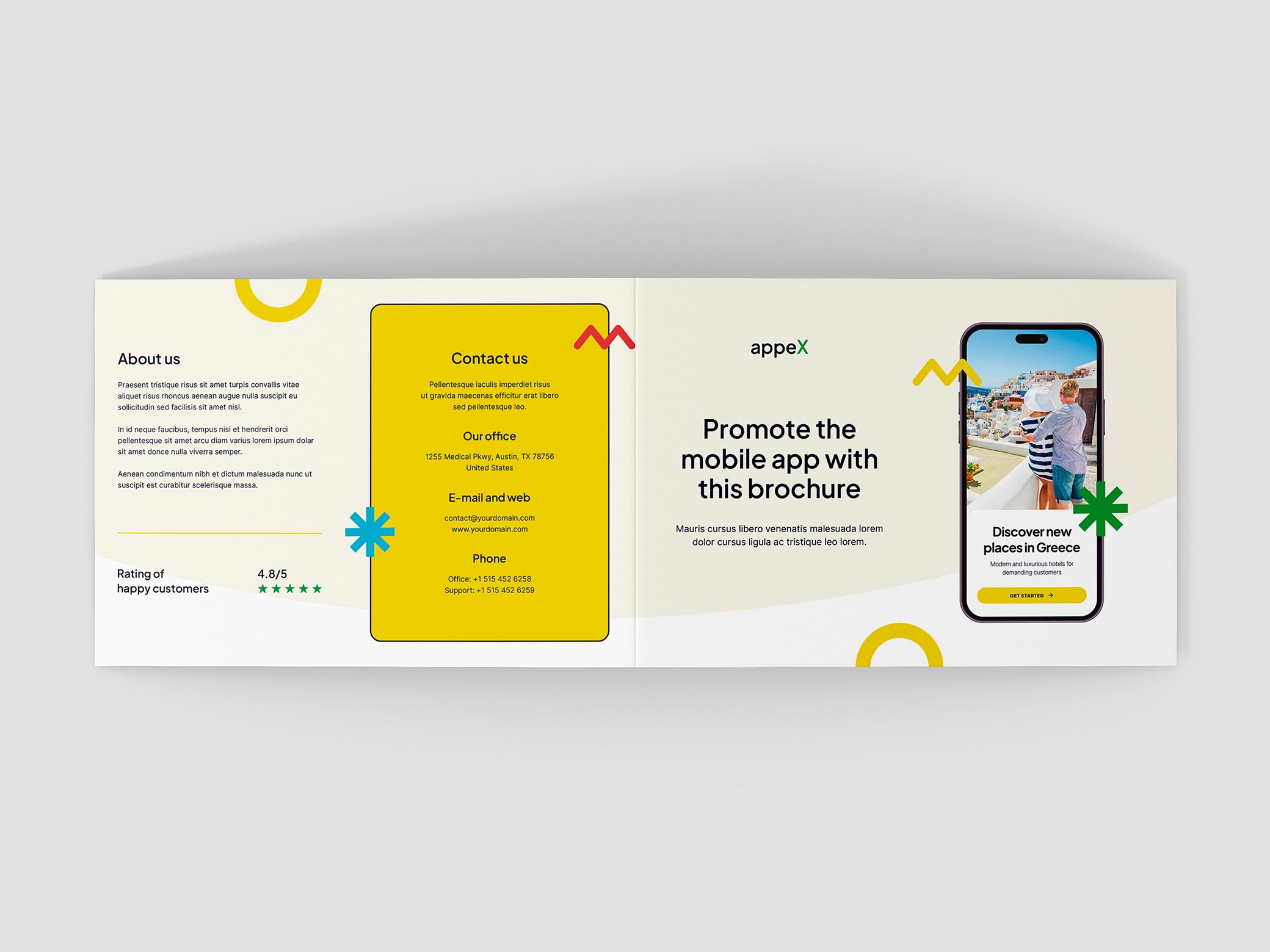 Mobile App Brochure Bi-fold Landscape, Informational and Promotion App ...