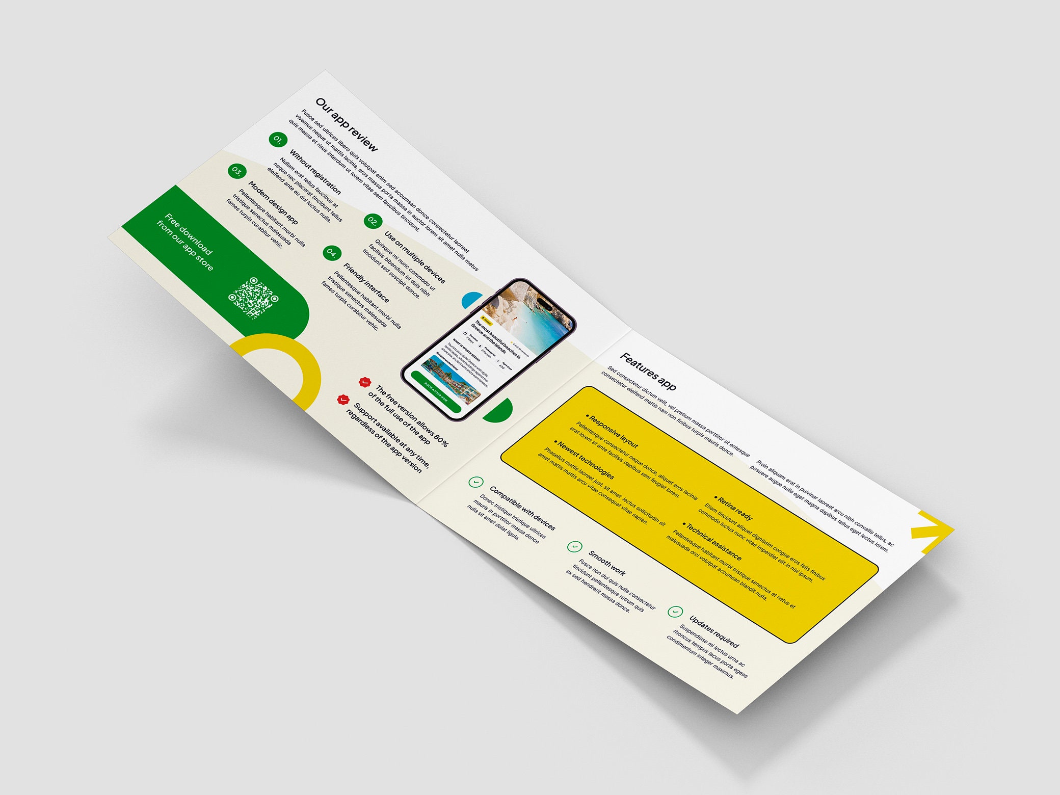 Mobile App Brochure Bi-fold Landscape, Informational and Promotion App ...