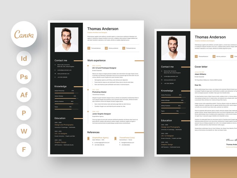 Resume and Cover Letter Template, Modern CV Design With Photo, Fully ...