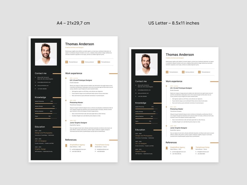 Resume and Cover Letter Template, Modern CV Design With Photo, Fully ...