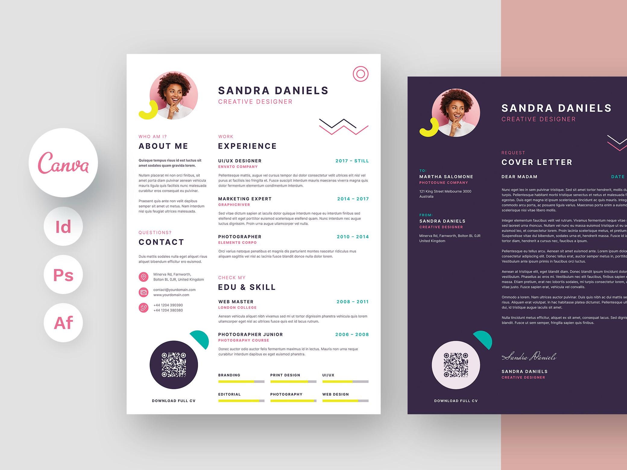 Creative Resume Flyer Canva Template, Unnique and Modern Resume Design ...