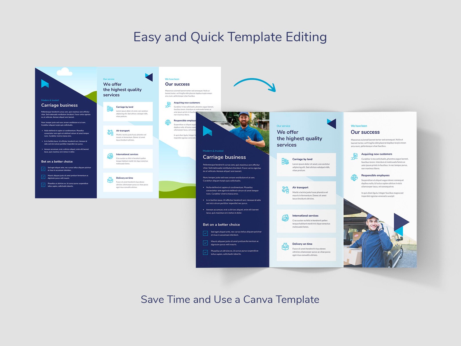 Carriage, Delivery, Orders Have Shipped, Brochure Trifold, Canva ...