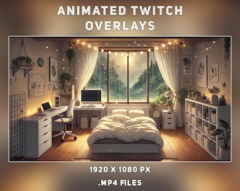 ANIMATED Twitch Overlays | Stream Starting | Gamer Girl | Cozy Bedroom ...