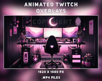 ANIMATED Twitch Overlays | Stream Starting | Gamer Girl | Cozy Bedroom Scene | Cute Aesthetic ...