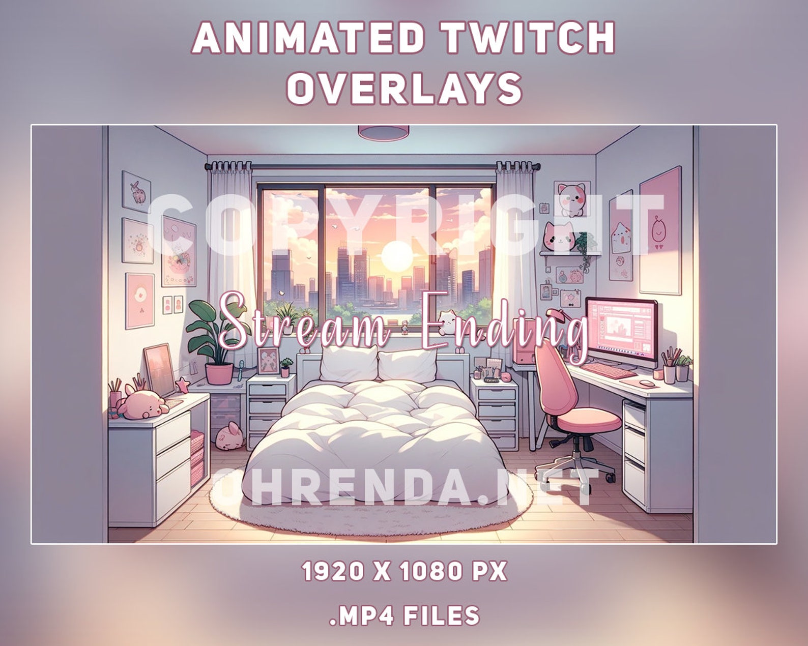 ANIMATED Twitch Overlays | Stream Starting | Gamer Girl | Cozy Bedroom ...
