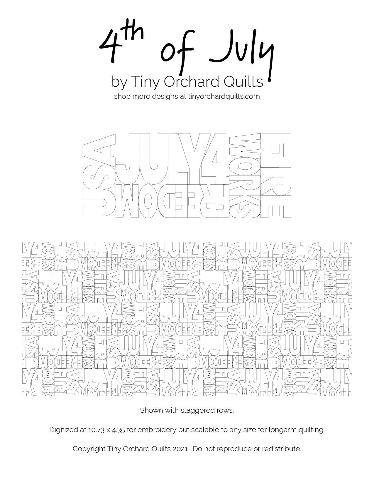 4th of July Edge to Edge Digital Download for Quiltpath, Innova ...