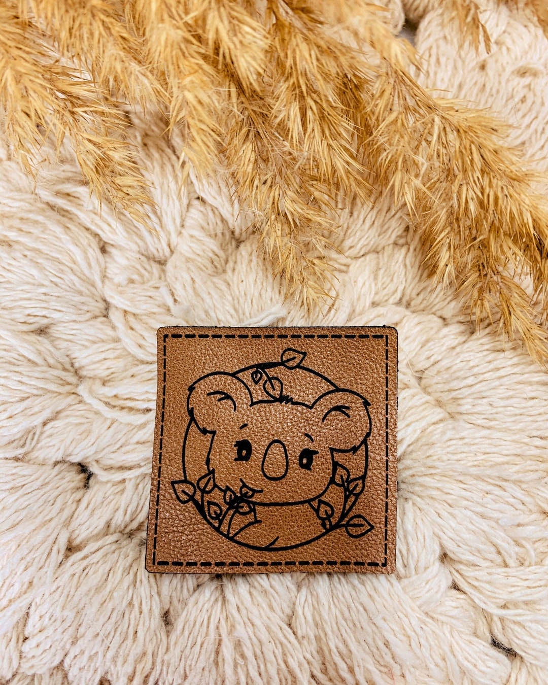 Label Koala Eukalyptus | Kunstlederlabel braun | Leder Label | Koala ...