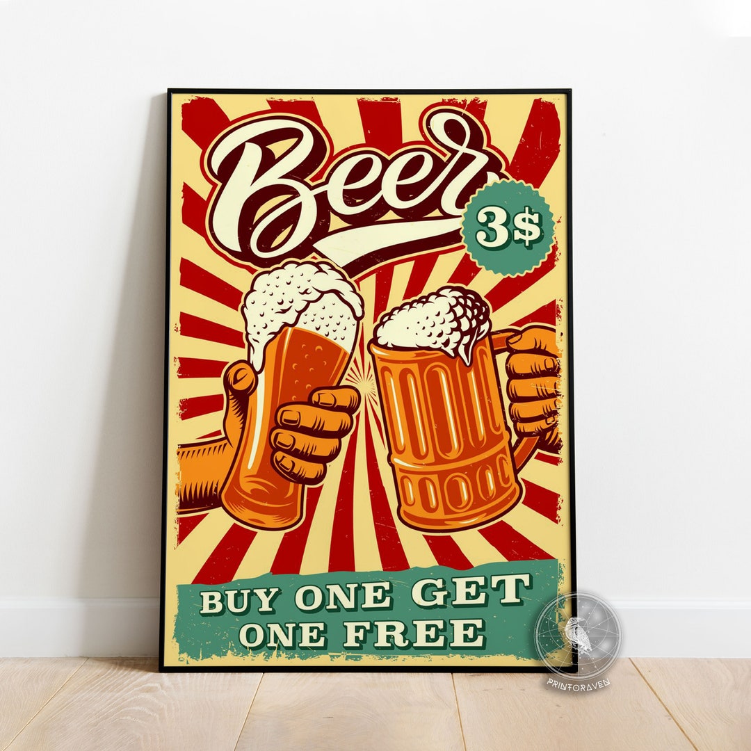 Beer Poster for Bars and Cafes for Bar & Cafe Wall Art Wall Decoration ...