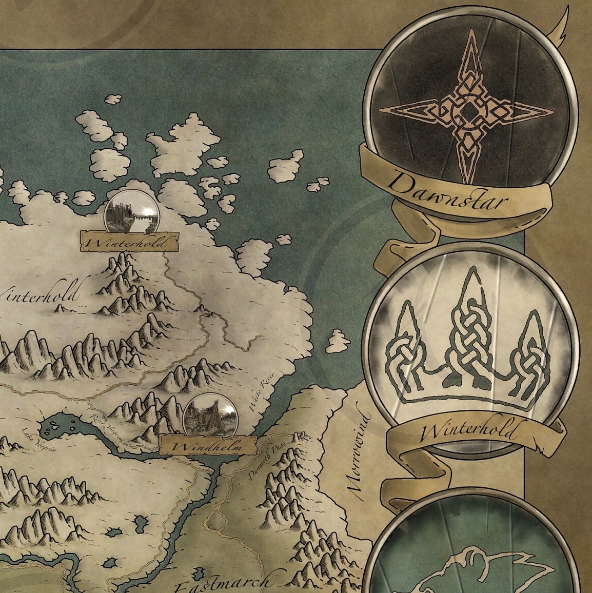 Province of Skyrim Map Print Skyrim Wall Art Wall Decoration Framed ...