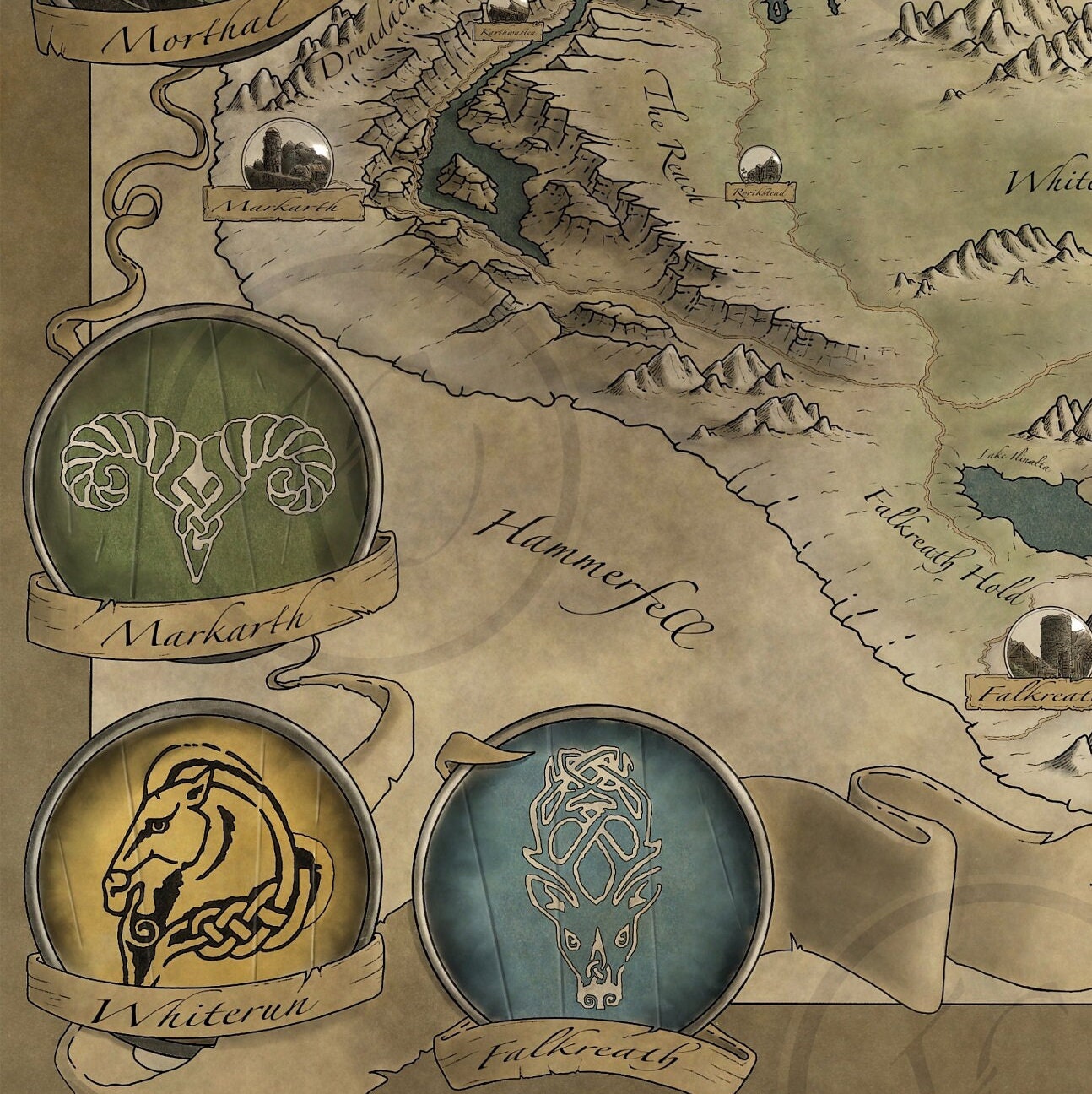 Province of Skyrim Map Print Skyrim Wall Art Wall Decoration Framed ...