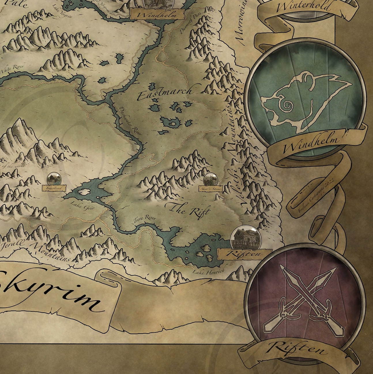 Province of Skyrim Map Print Skyrim Wall Art Wall Decoration Framed ...