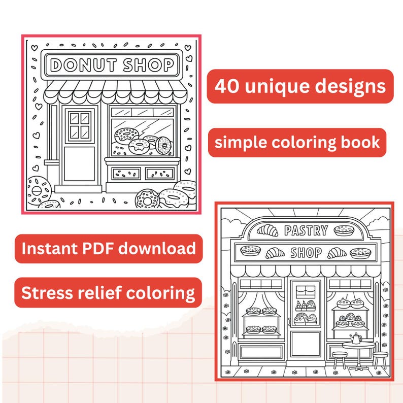 Cute Shop Storefronts - 40 Easy and Bold Coloring Pages | Cute Shop ...