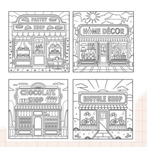 Cute Shop Storefronts - 40 Easy and Bold Coloring Pages | Cute Shop ...