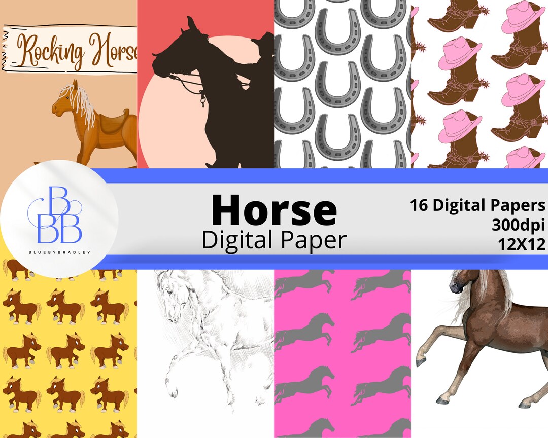 Horse Digital Paper | Printable Papers | Scrapbook | Birthday Party ...