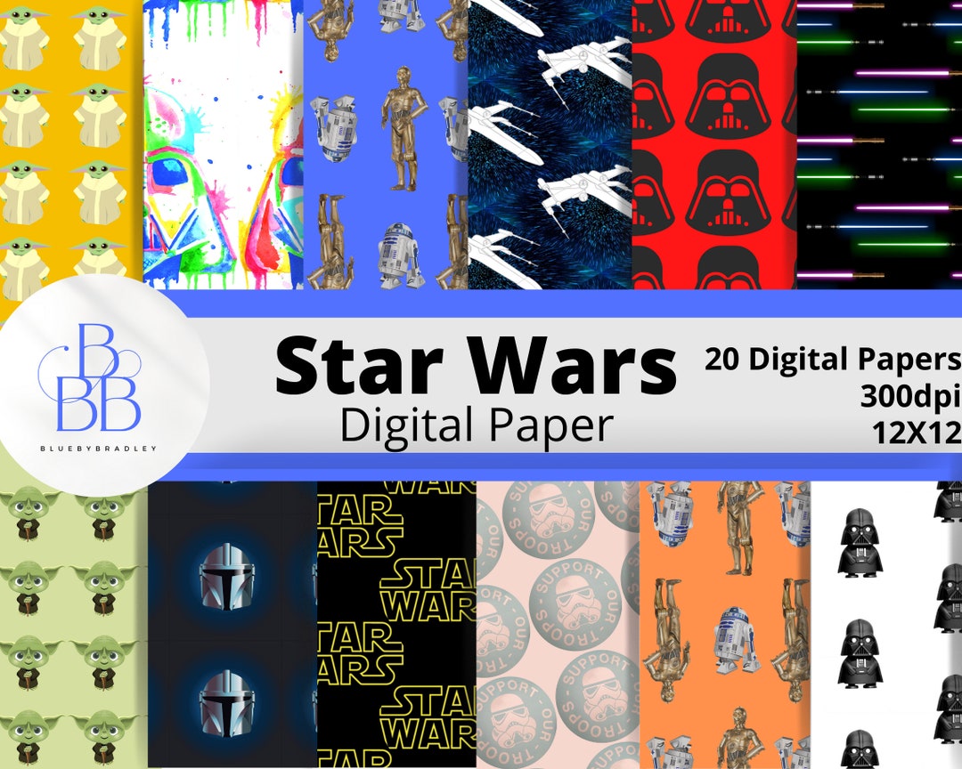 Star Wars Digital Paper Pack | Baby Yoda, Mando, Darth Vader ...