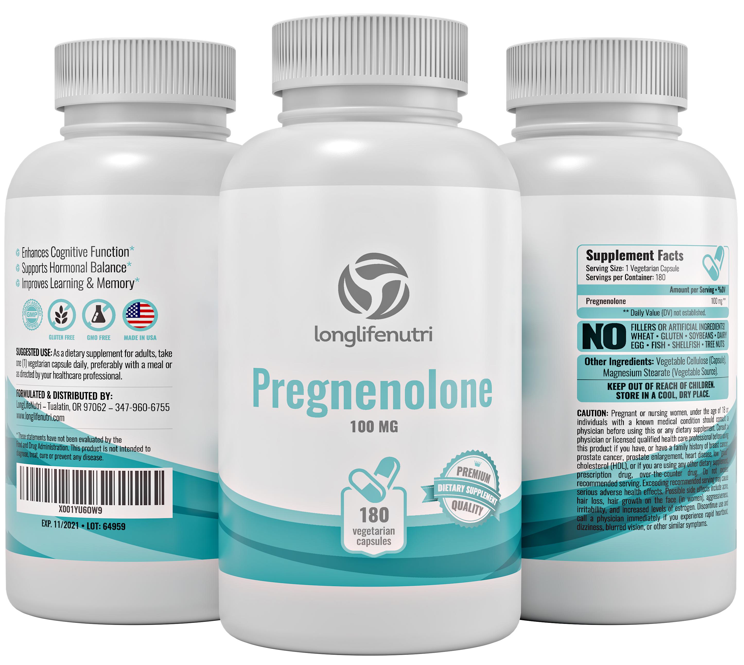 Pregnenolone 100 Mg - 180 Vegetarian Capsules - Etsy
