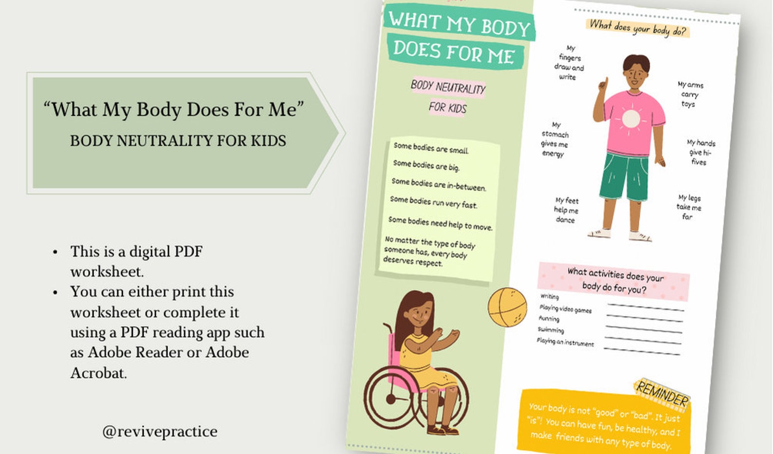 Body Neutrality Children's Therapy Worksheet - Etsy