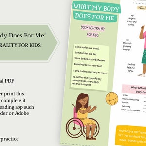 Body Neutrality Children's Therapy Worksheet - Etsy