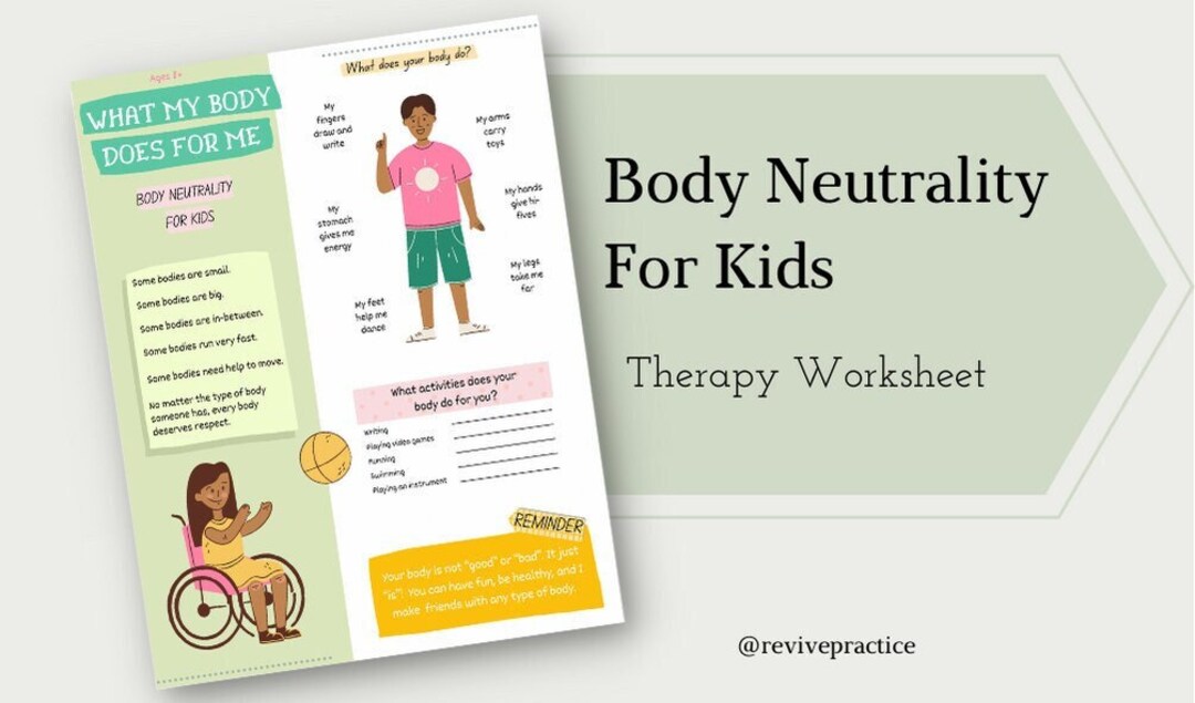 Body Neutrality Children's Therapy Worksheet - Etsy