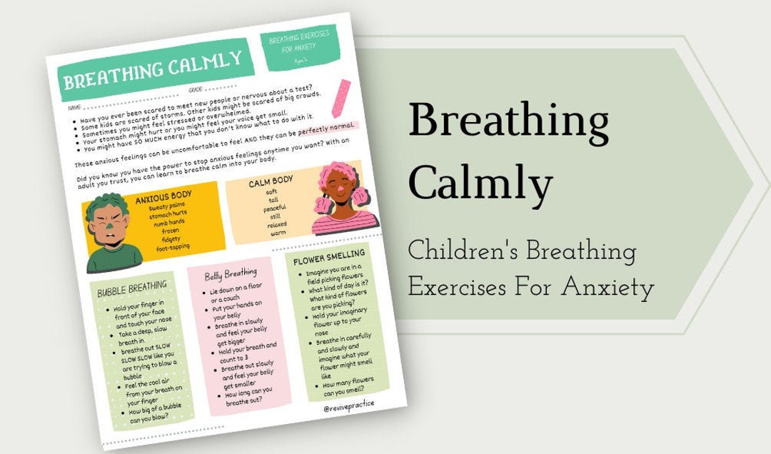 Breathing Calmly Worksheet Anxiety Therapy for Children - Etsy