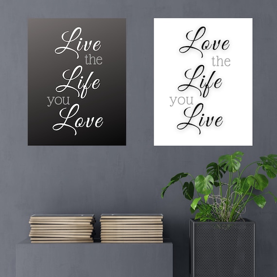 Set of 2 Inspirational Printable Wall Art Live the Life You - Etsy