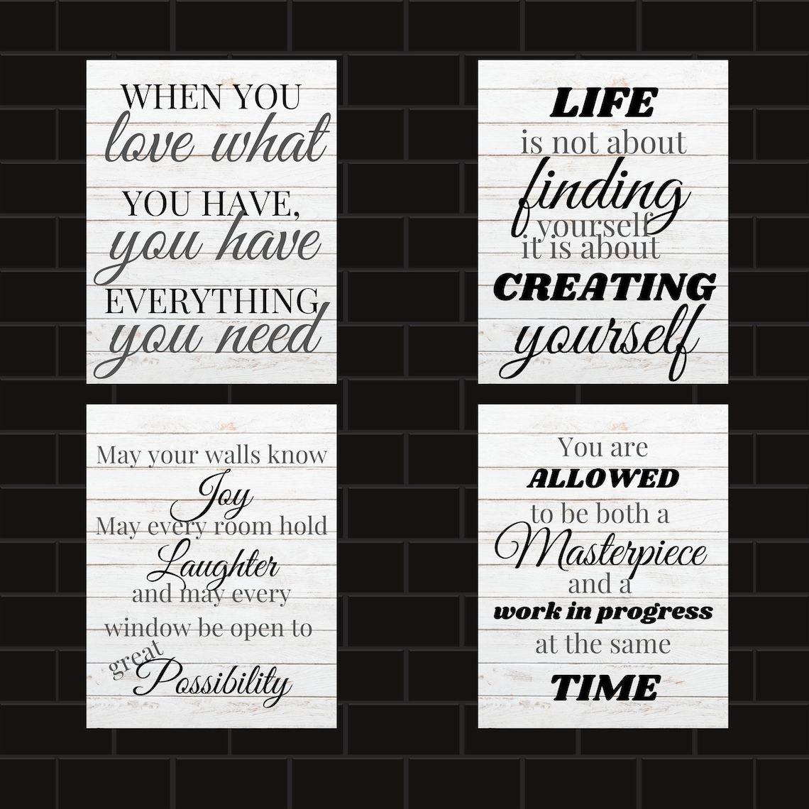 Inspirational Farmhouse Printable Signs, 4 Pack Inspirational Quote ...