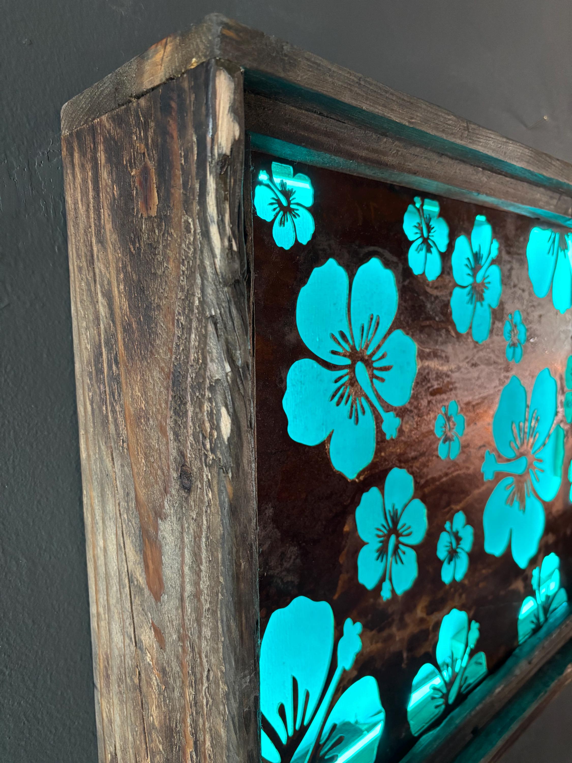 Reclaimed Wood Hibiscus Lightbox - Etsy
