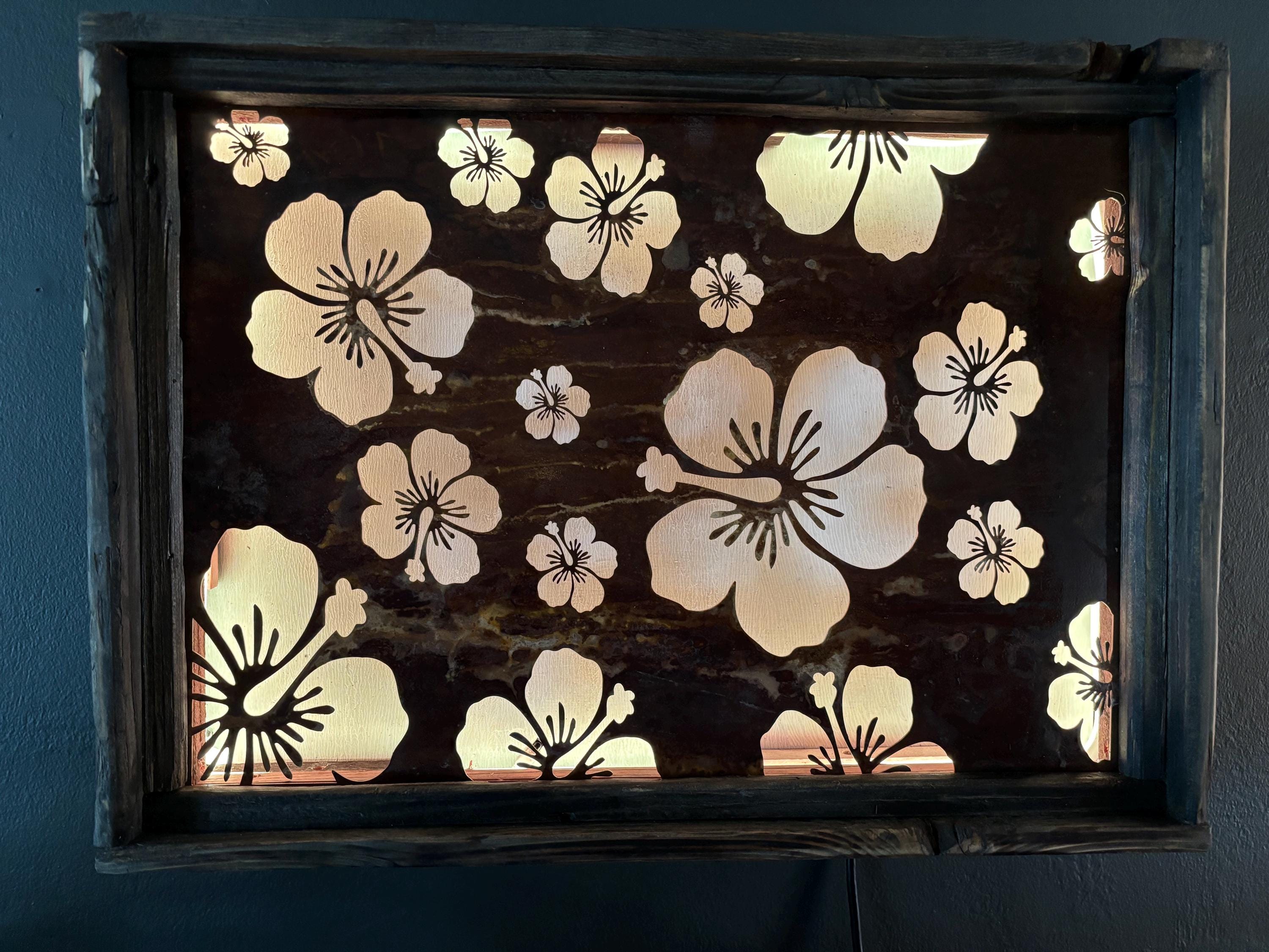 Reclaimed Wood Hibiscus Lightbox - Etsy