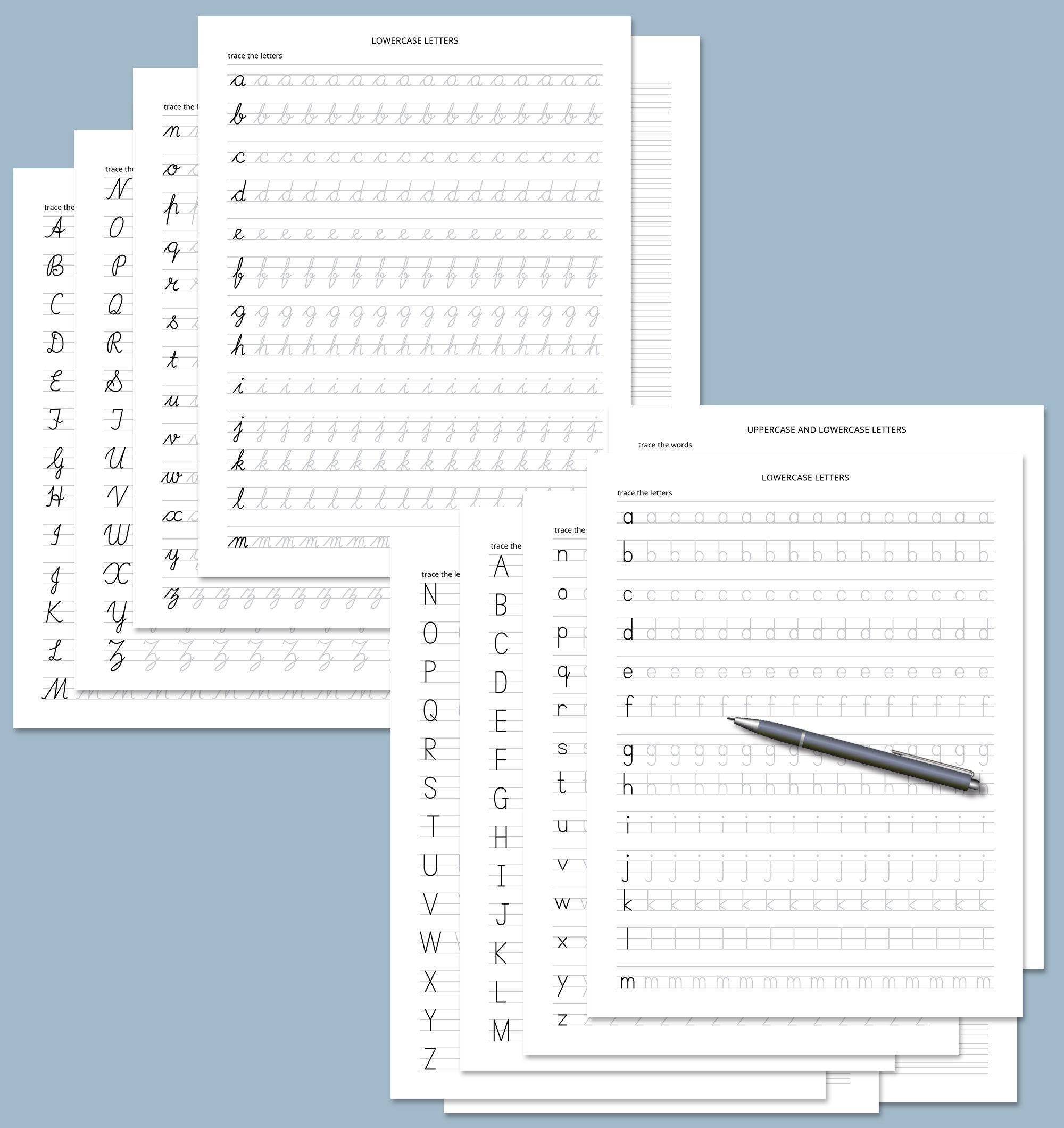 Set of Two Printable Handwriting Worksheets, Modern Print and Cursive ...