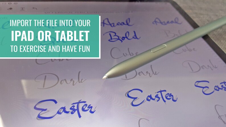 Happy Easter Cursive Handwriting Worksheets, Lettering Calligraphy ...