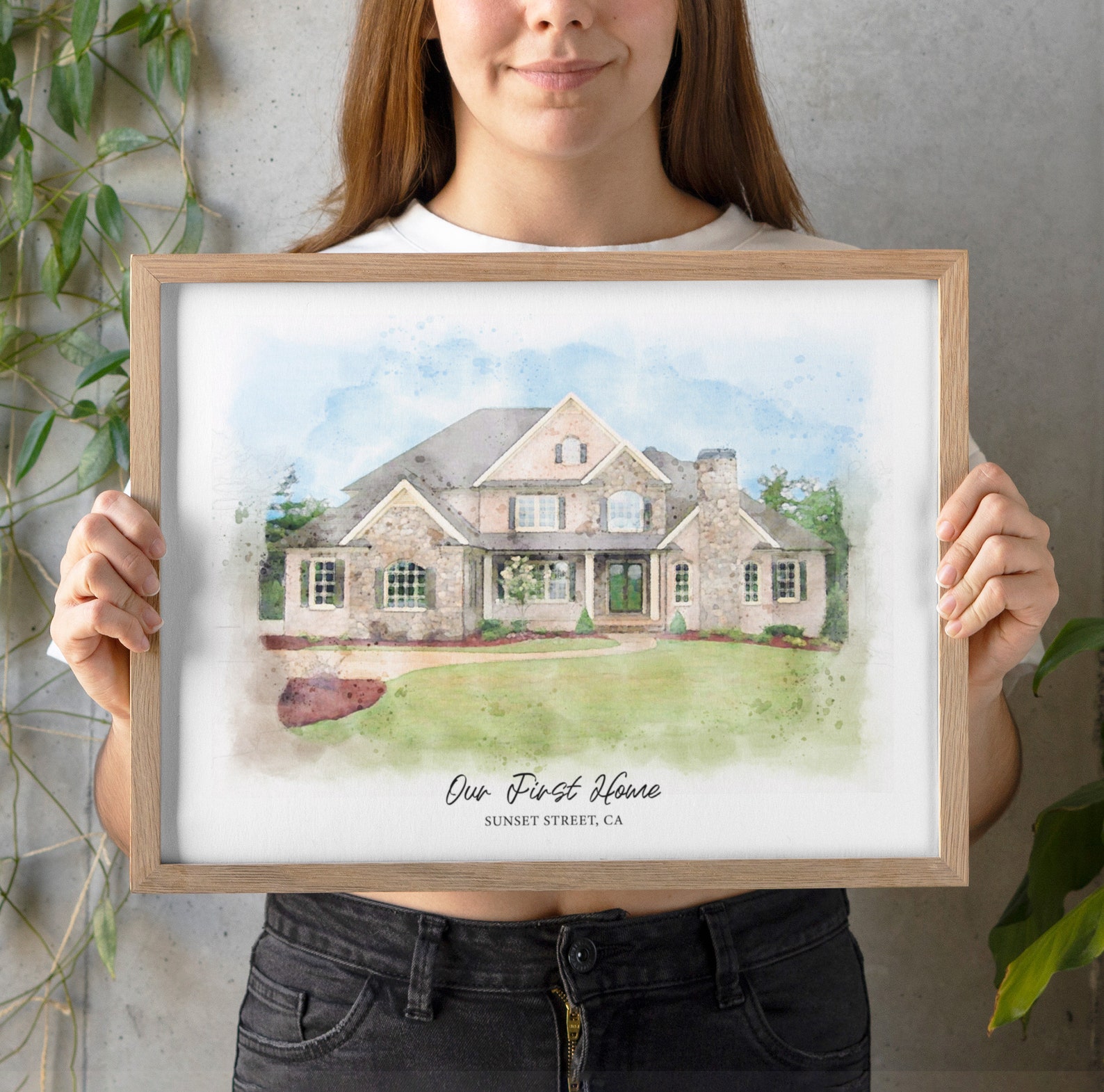 Custom House Portrait From Photo Watercolor Personalised Digital File ...