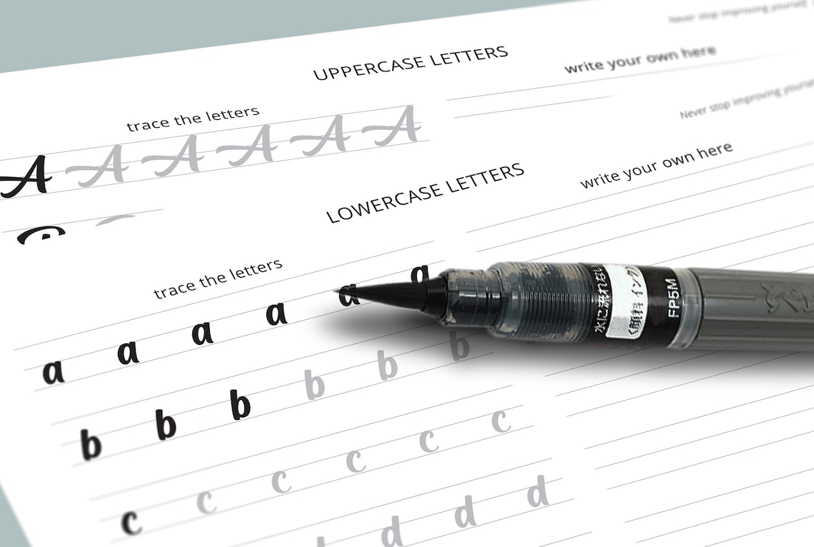Bold Cursive Handwriting Worksheets: Brush Pen Practice (PDF/JPG) - Etsy