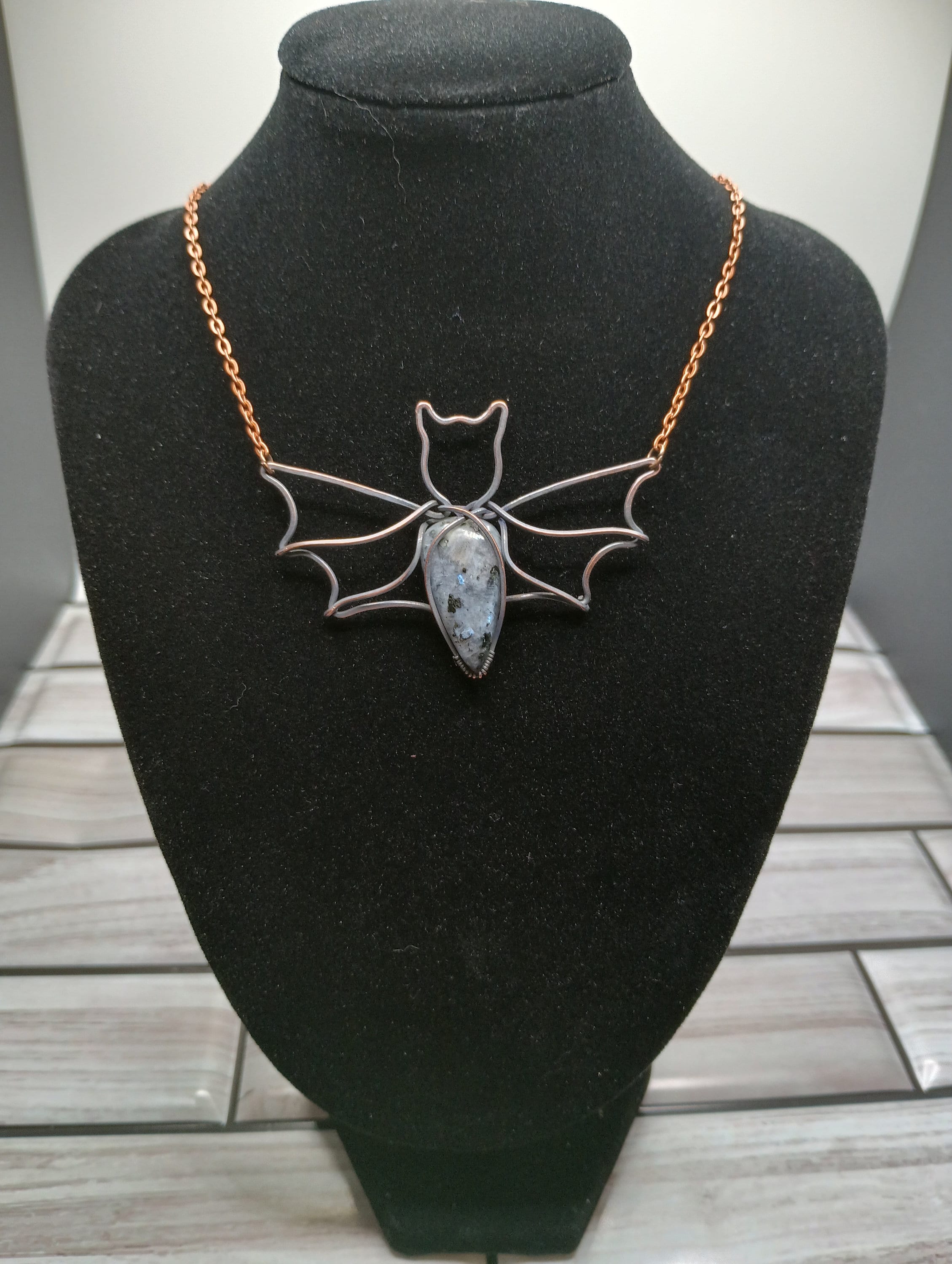 Bat Pendant - Larvikite *spooky Season ~ Sky Puppy ~halloween ...