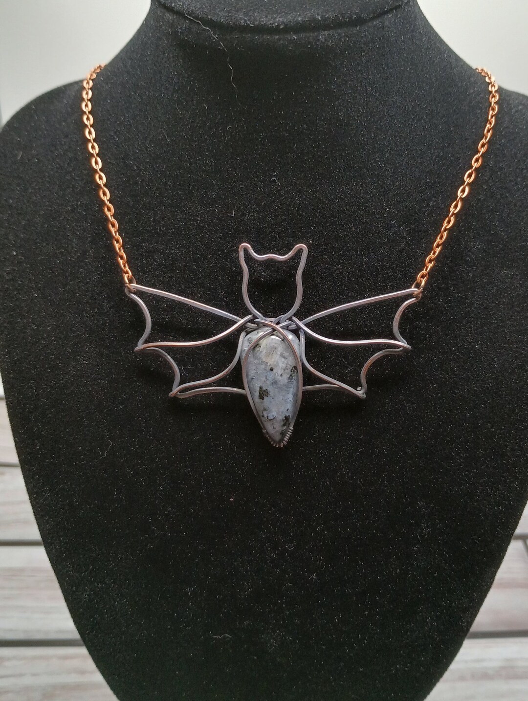Bat Pendant - Larvikite *spooky Season ~ Sky Puppy ~halloween ...