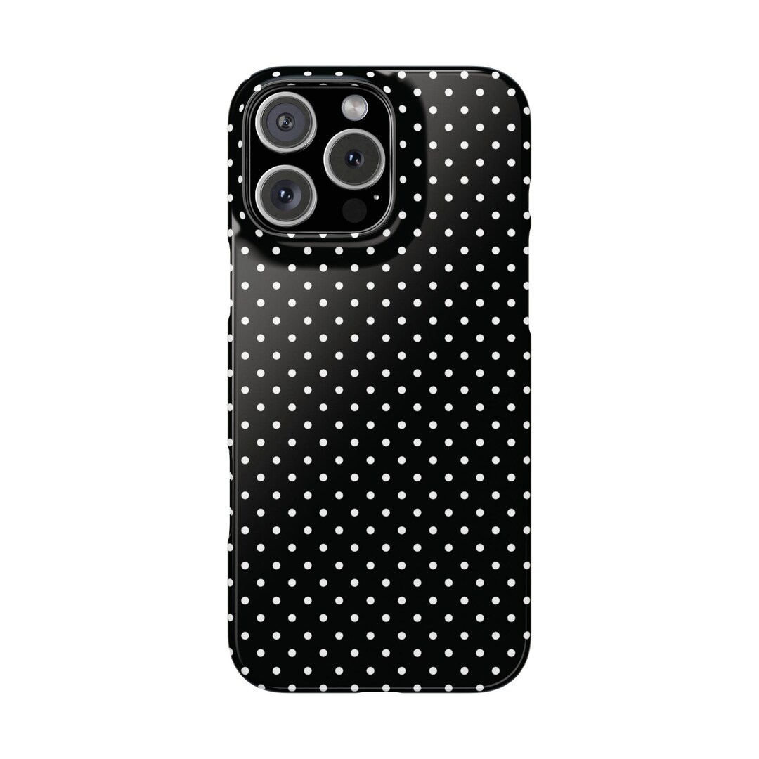 Swiss Dot Cute Black Polka Dot Case iPhone 16 Pro 15 14 13 12 Pro Max ...