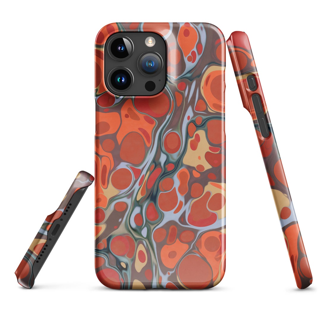 Orange Ink Marbling Phone Case iPhone 15 Pro Max 14 Plus 13 12 Mini ...